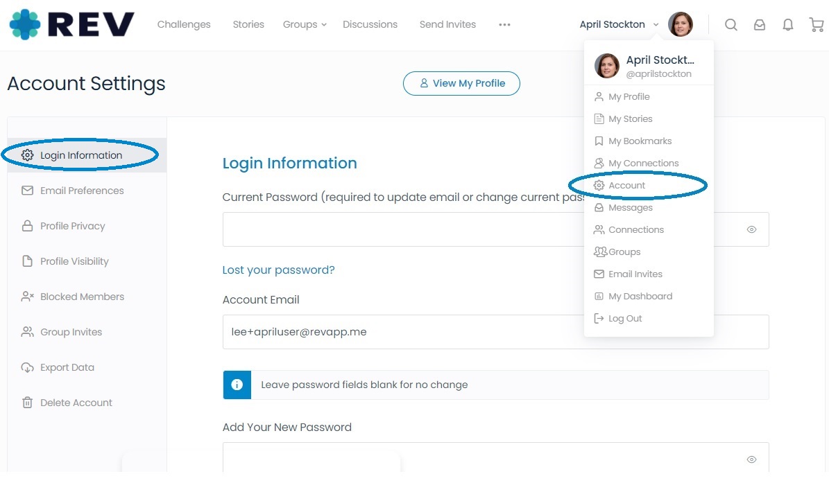 Change Password | REV Support